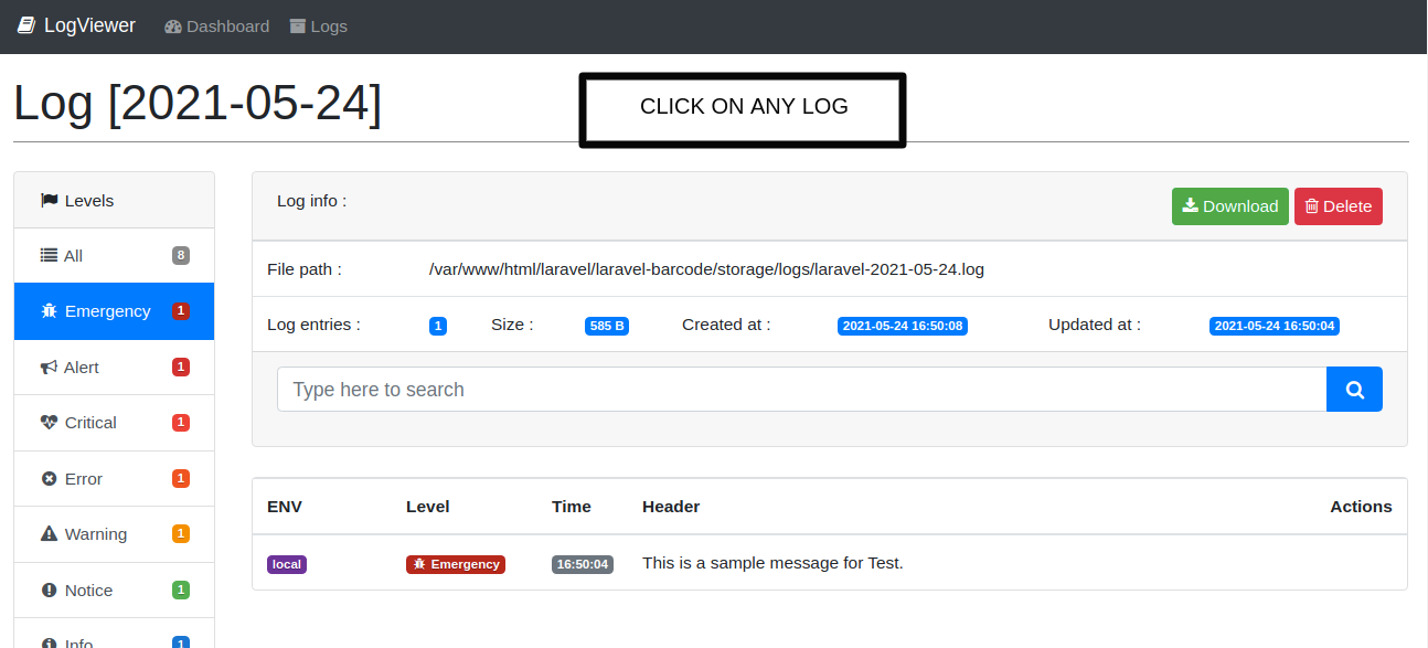 View Logs Using Logviewer Package Laravel 8 Tutorial