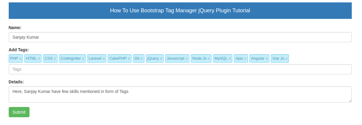 How To Use Bootstrap Tag Manager Jquery Plugin Tutorial